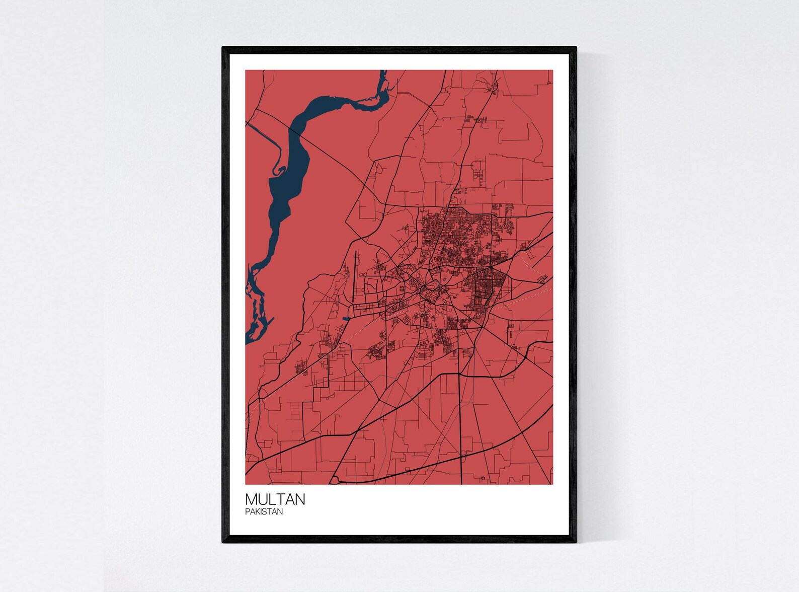 Multan Pakistan Map Art Print Many Styles Art Quality | Etsy