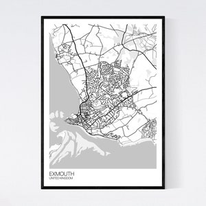 Exmouth United Kingdom Map Art Print Many Colours 350gsm - Etsy