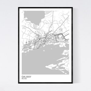 Galway City Map Art Print Many Styles 350gsm Art Quality Paper Fast ...