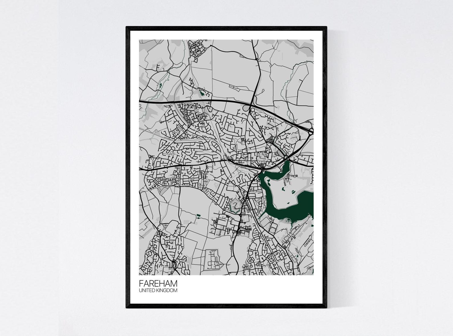 Fareham United Kingdom Map Print Many Colours Fast - Etsy