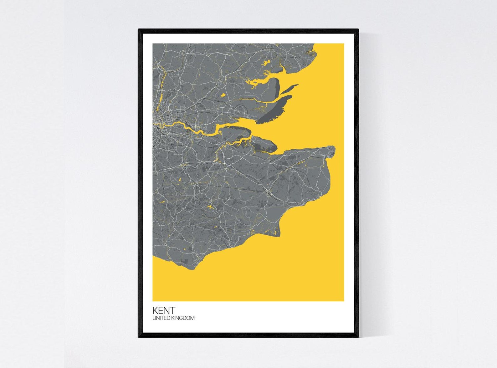 Kent England Map Art Print Many Styles 350gsm Art Quality | Etsy