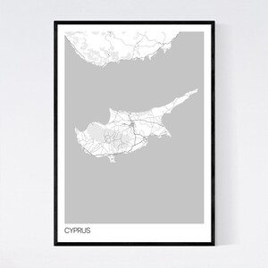 Cyprus Island Map Art Print Many Colours 350gsm Art Quality Paper Fast ...