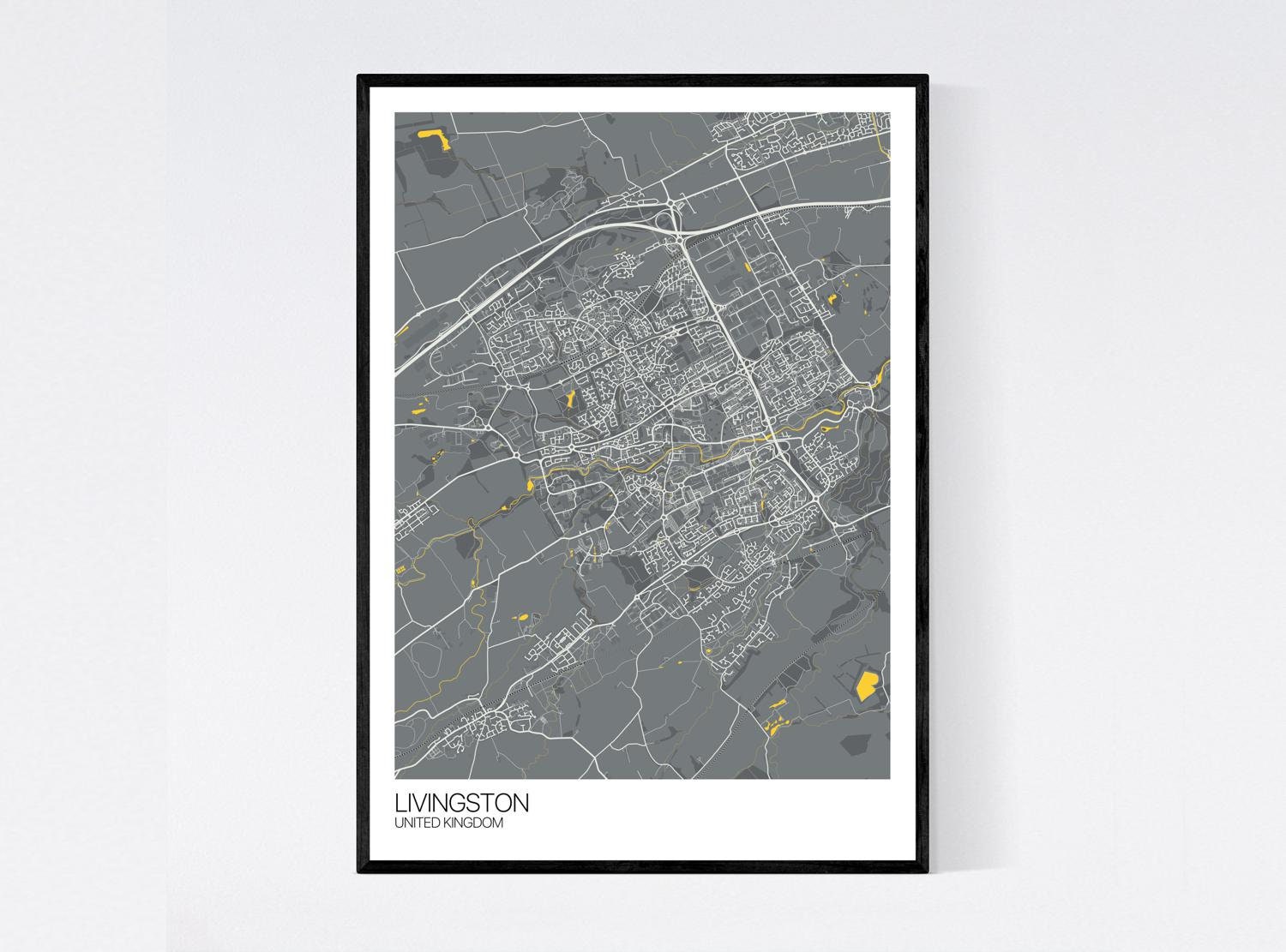 Livingston Scotland City Map Art Print Many Styles 350gsm | Etsy
