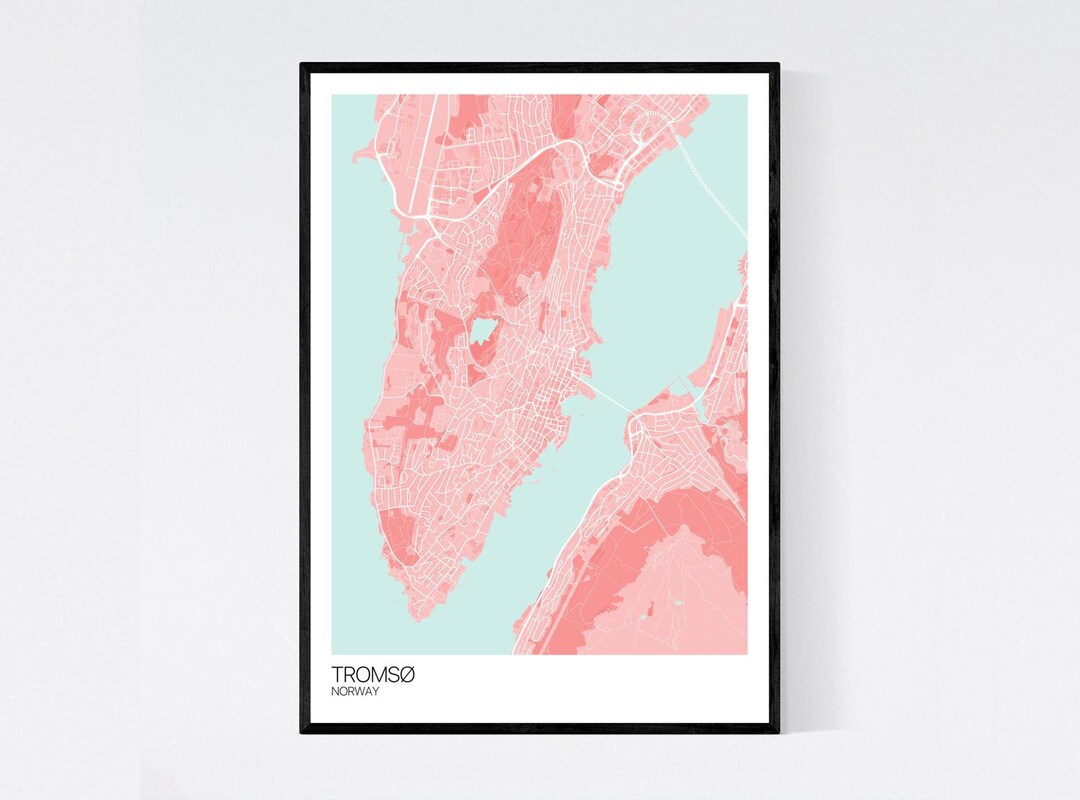 Tromsø, Norway Map Art Print - Many Colours - 350gsm Art Quality Paper ...