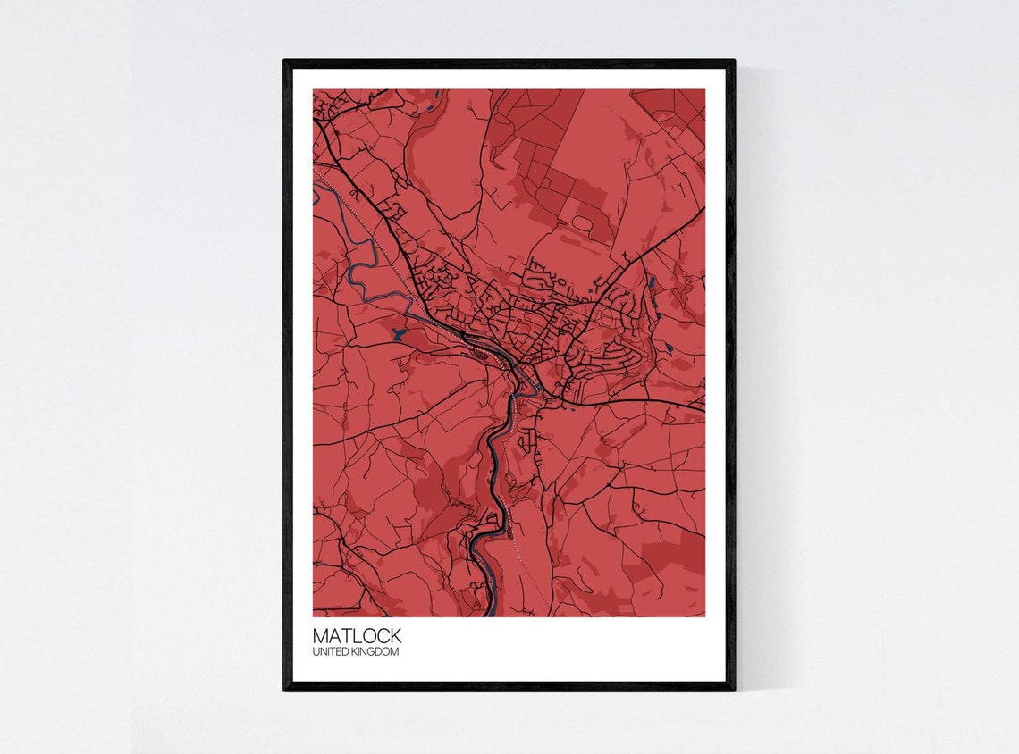 Matlock Map Print Many Colours Fast Delivery Scandi // | Etsy