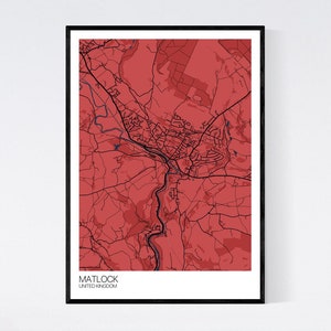 Matlock Map Print Many Colours Fast Delivery Scandi // | Etsy