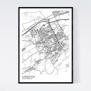 Livingston, Scotland City Map Art Print Many Styles 350gsm Art Quality ...