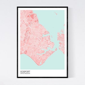 Gosport, United Kingdom Map Print Many Colours Fast Delivery // Retro ...