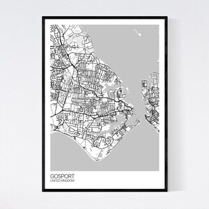 Gosport, United Kingdom Map Print Many Colours Fast Delivery // Retro ...