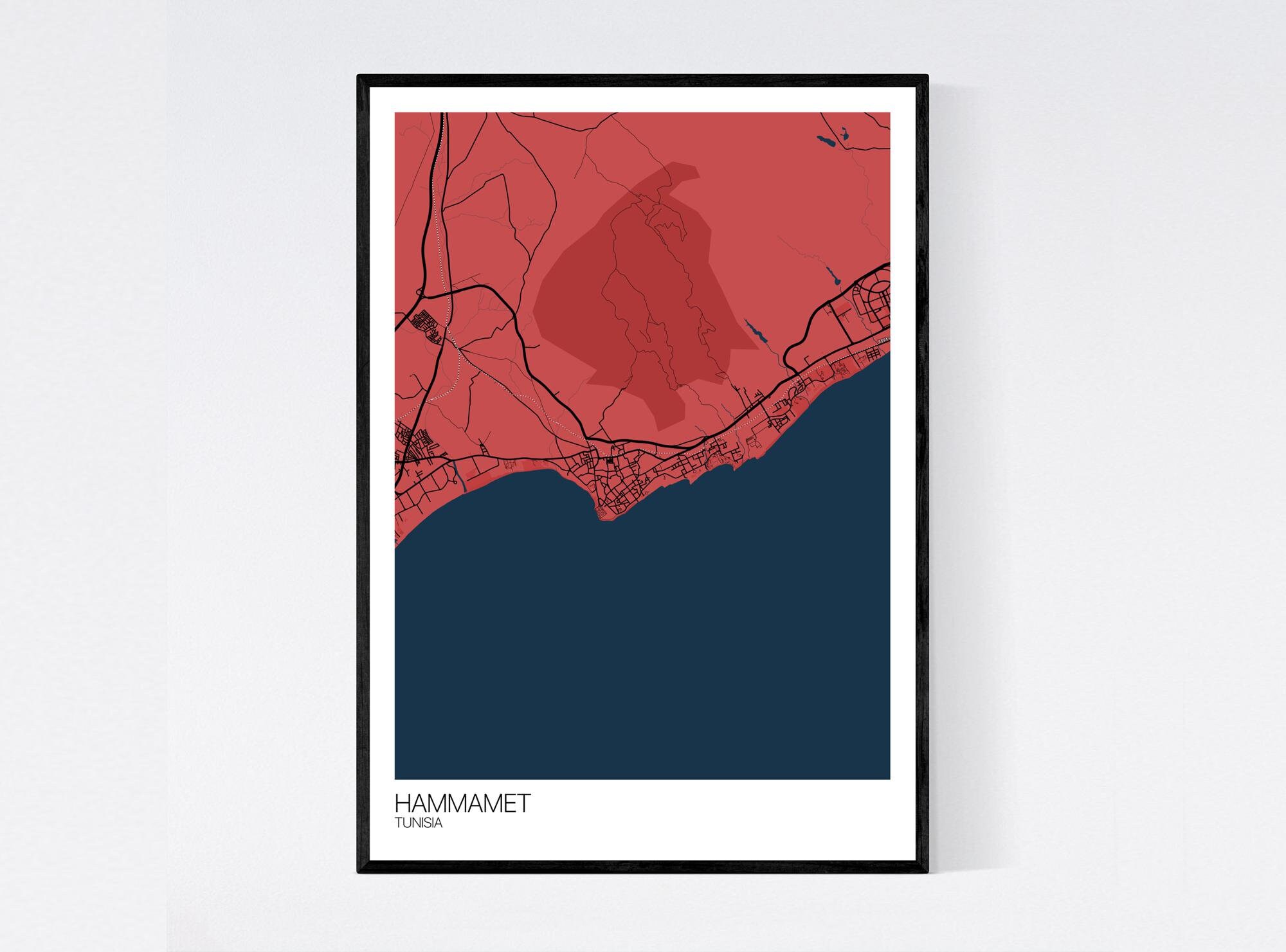 Hammamet Africa Map Art Print Many Styles Art Quality | Etsy