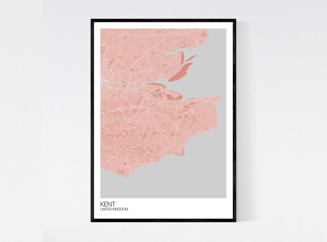 Kent England Map Art Print Many Styles 350gsm Art Quality | Etsy