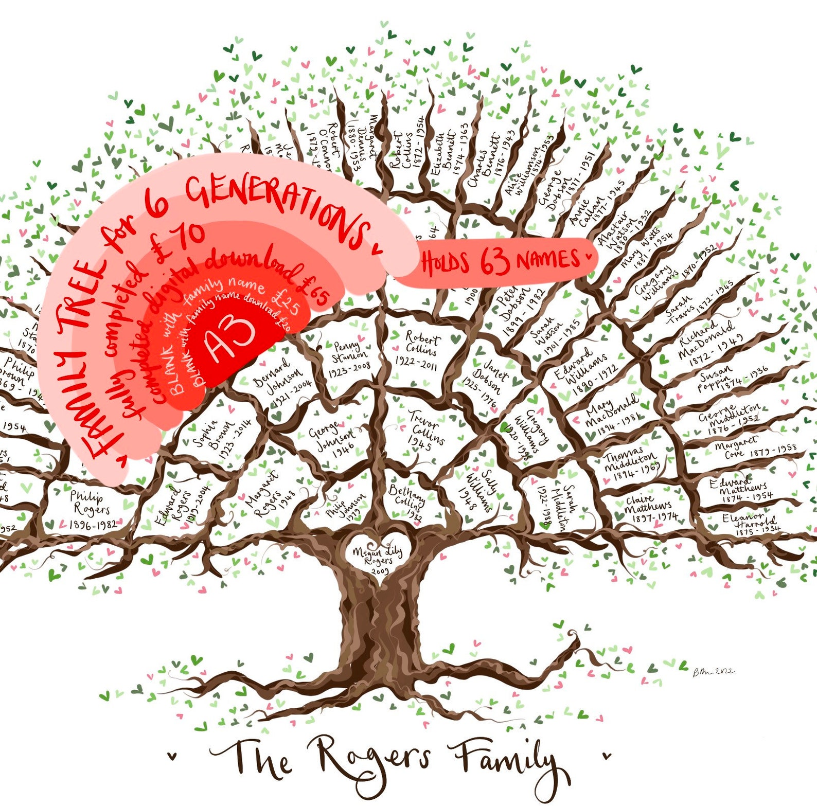 Genealogy Family Tree, 5 Generations, Large Family History, Ancestry ...