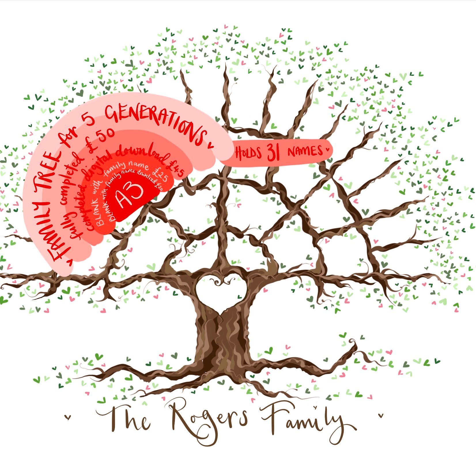Genealogy Family Tree, 5 Generations, Large Family History, Ancestry ...
