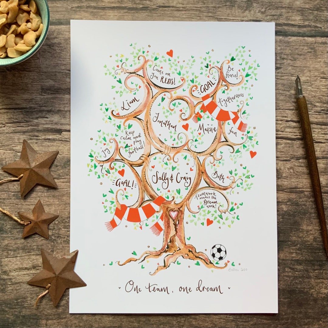 Football Lovers Family Tree, Football Fan, Personalised Footie Gift ...