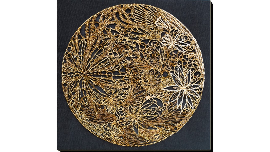 Moon Filigree Bead Embroidery Kit: Golden Needlework Art (30x30 Cm) - Etsy
