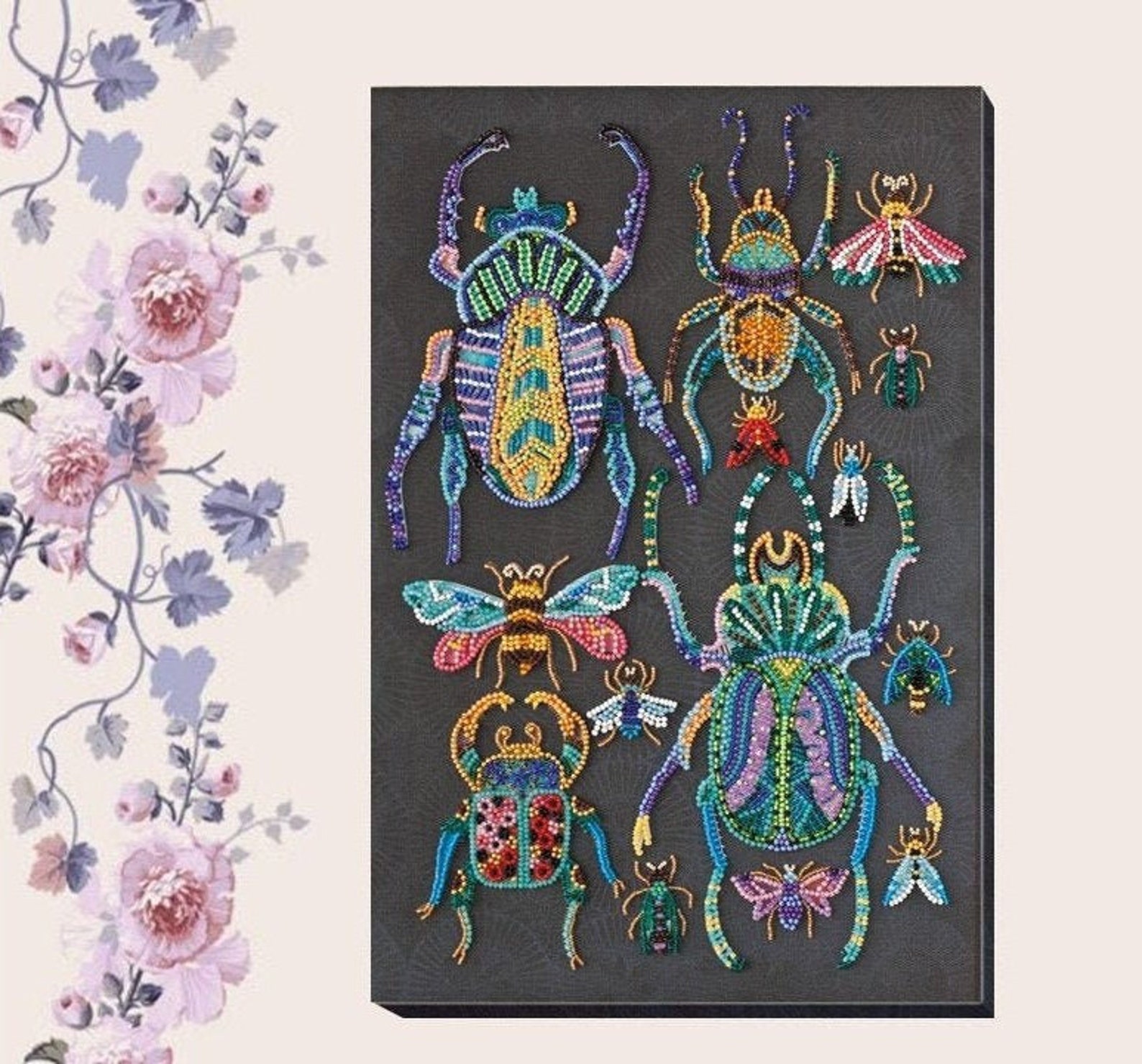 Bead Embroidery Kit Beetles DIY Bead Embroidery Kit on Art - Etsy