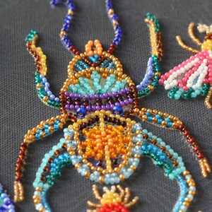 Bead Embroidery Kit Beetles, DIY Bead Embroidery Kit on Art Canvas ...