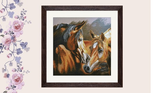 Cross Stitch Kit a Pair of Horses Counted Cross Stitch Kit | Etsy