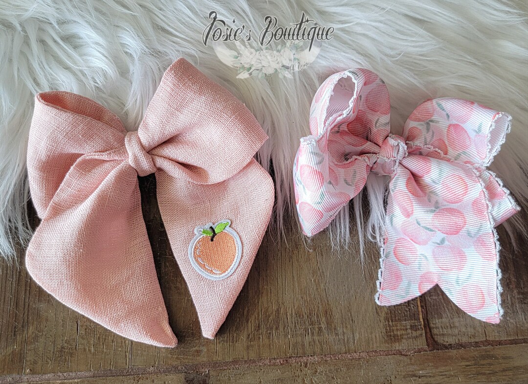 Sweet as a Peach Bow Collection! • Linen Sailor Bow With Peach Patch ...