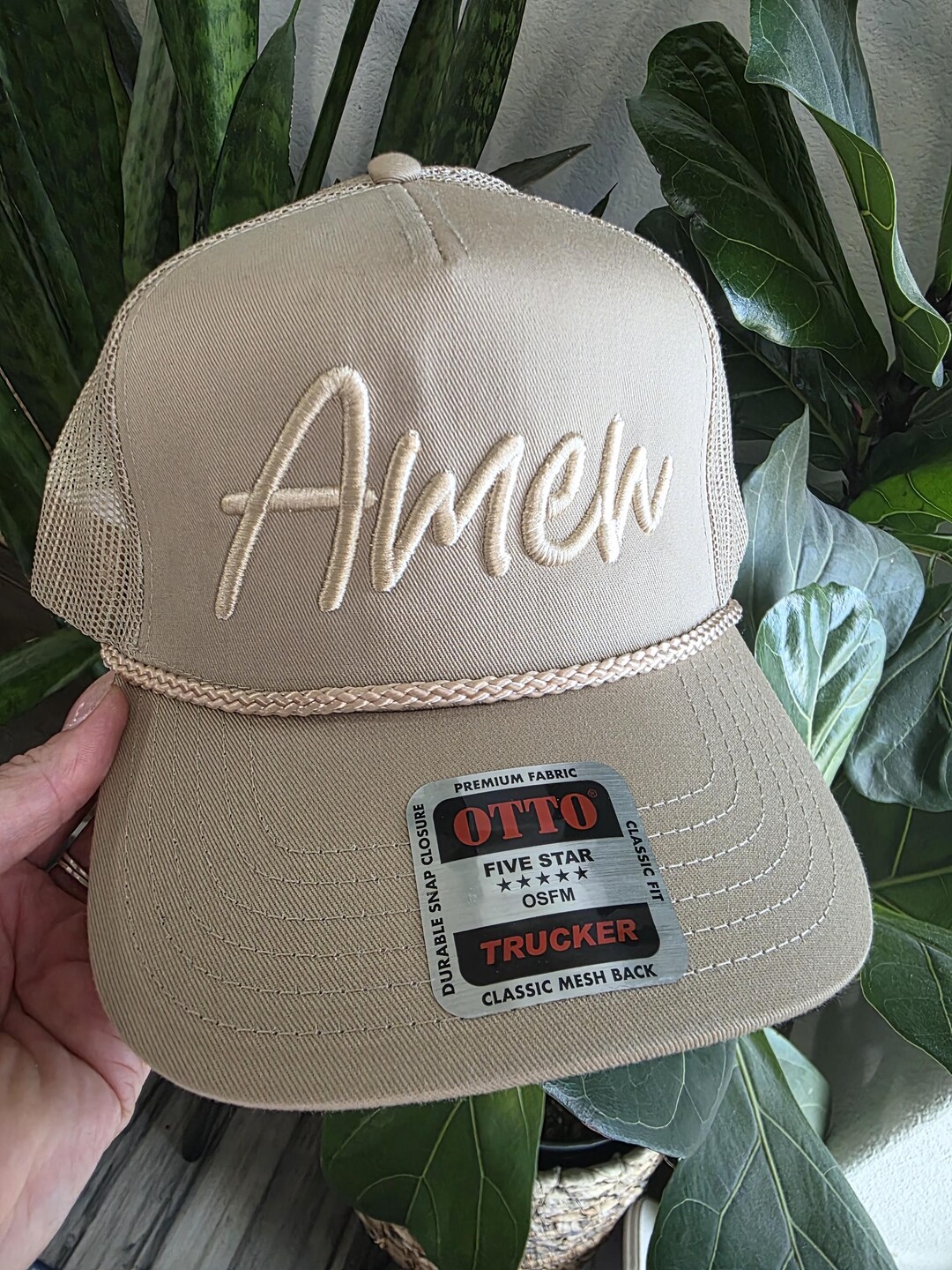 Amen Hat • 3D Puff Embroidery, Tan Rope Snapback - Etsy