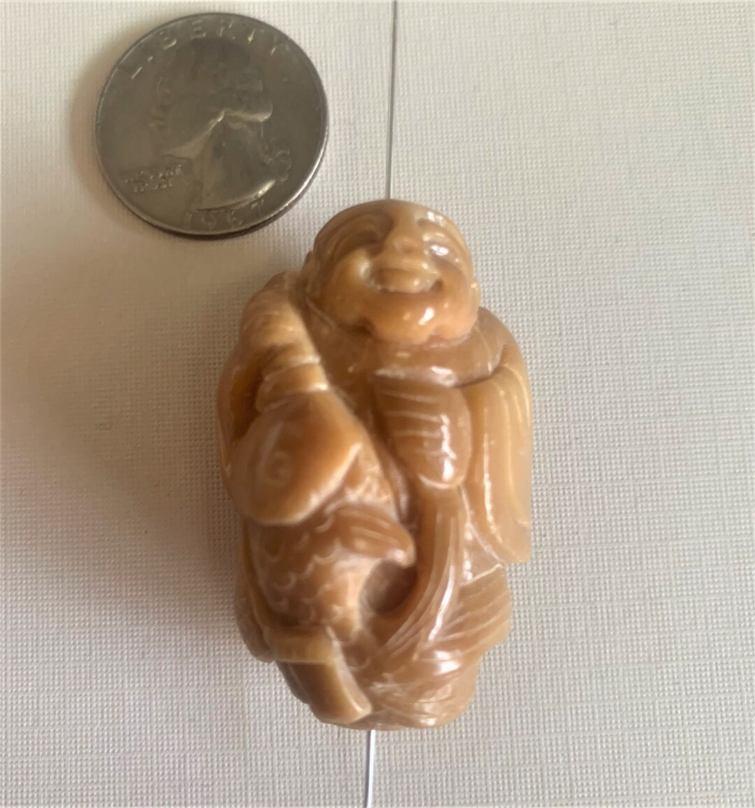 Vintage Chinese Fisherman Tagua Nut Pendant, Old Asian Tagua Nut ...