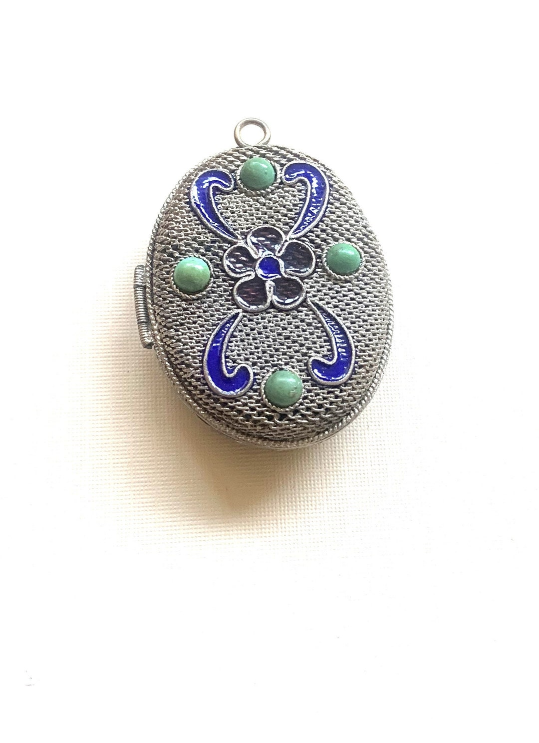 Vintage Chinese Export Locket Pendant, With Genuine Untreated Turquoise ...