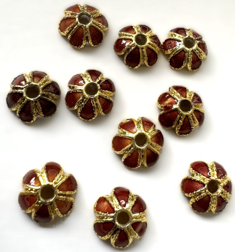 10 Vintage Chinese Cloisonne Cap Beads, Red Enamel, 8mm - Etsy