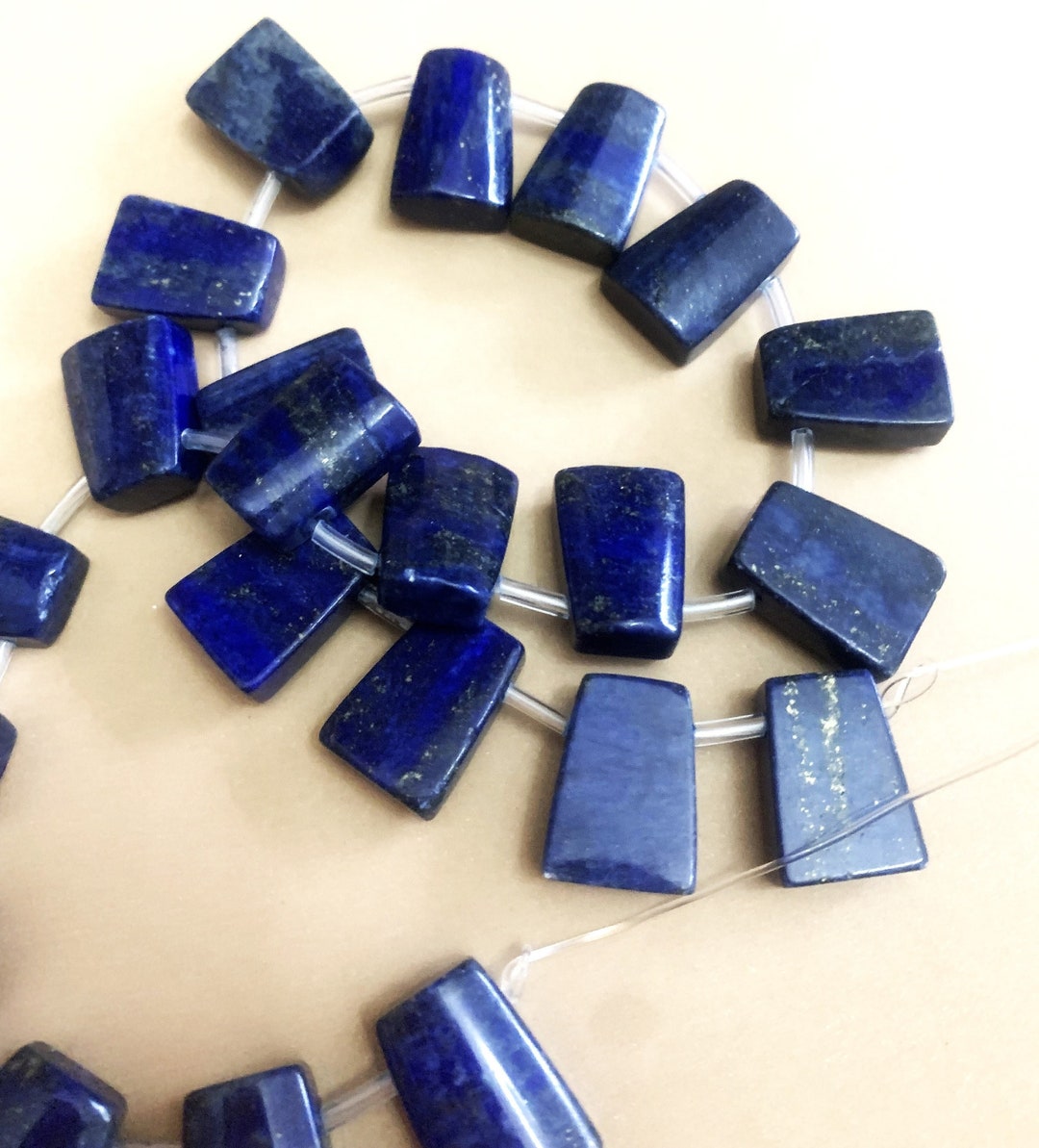22 Huge Lapis Trapeze Slab Fan Fancy 18mm Beads, Cabochon Medium Blue ...