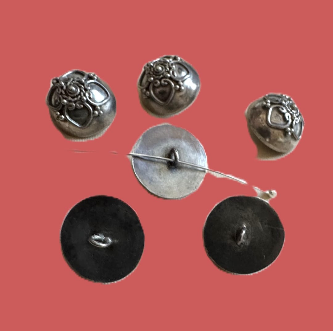 Rare Find Sterling 5 Buttons Bali Design, Granulated Design Excellent ...