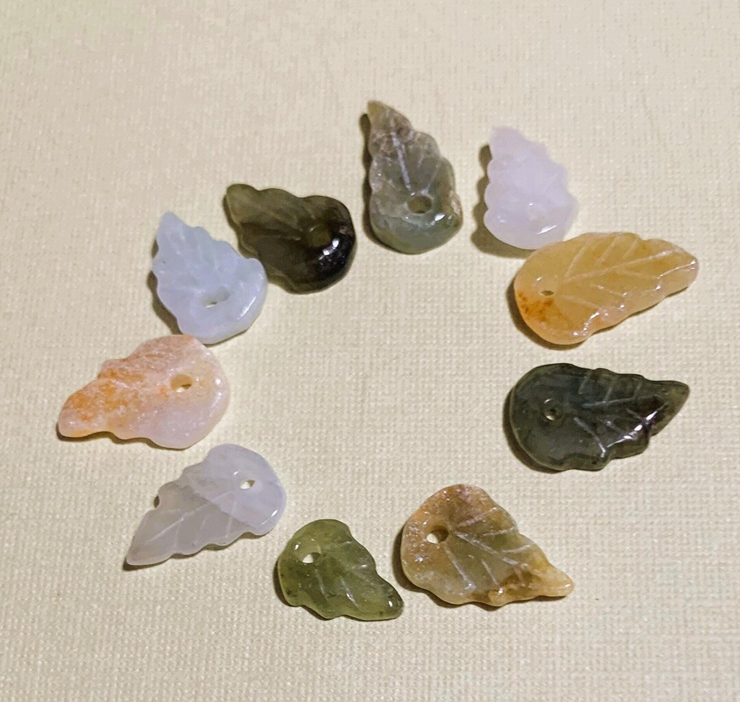 10 Vintage Chinese Carved Jadeite Jade , Carved Burma Jade Leaves ...