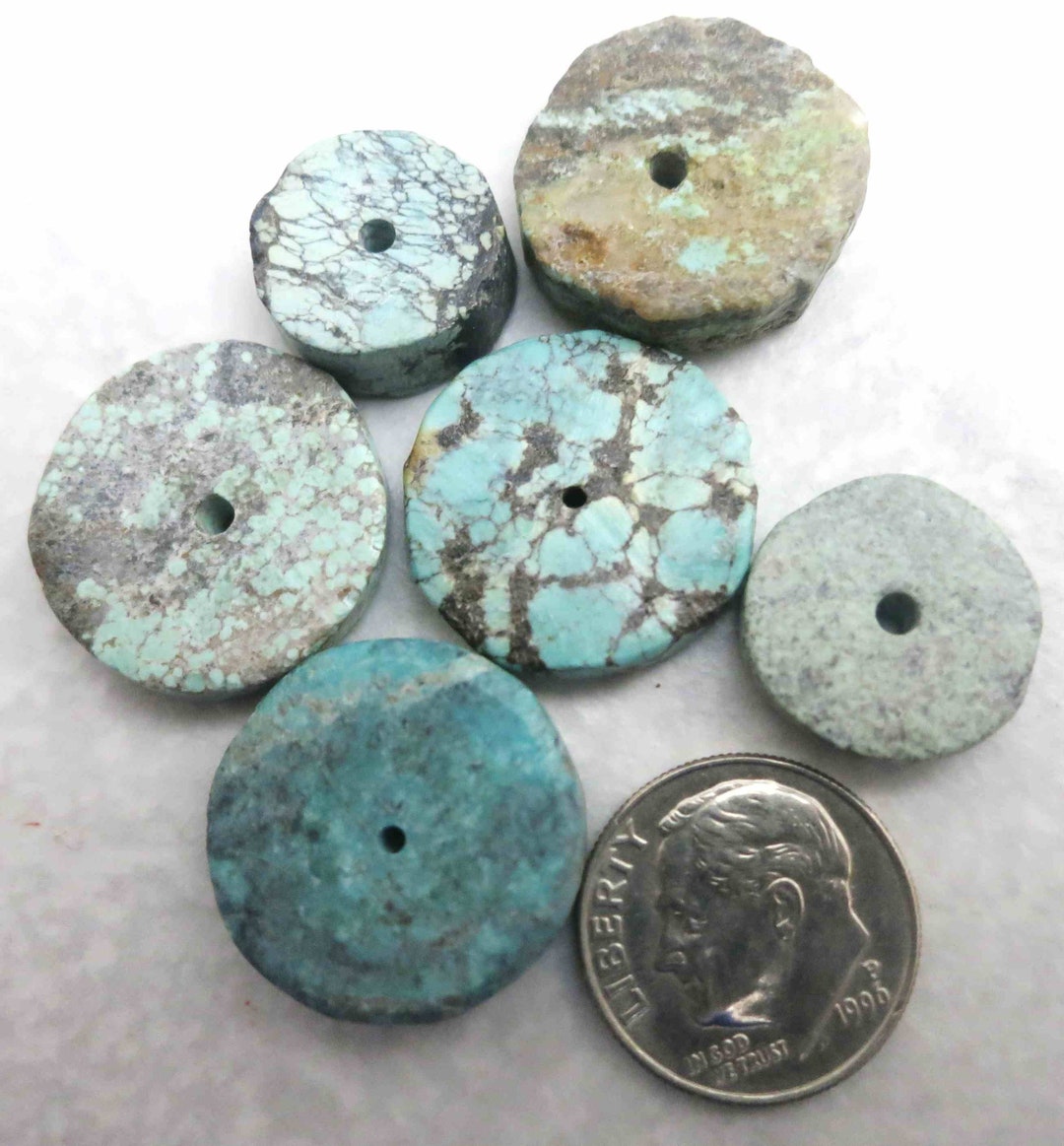 6 Antique Natural Turquoise Wheel Beads to 2omm Organic and - Etsy