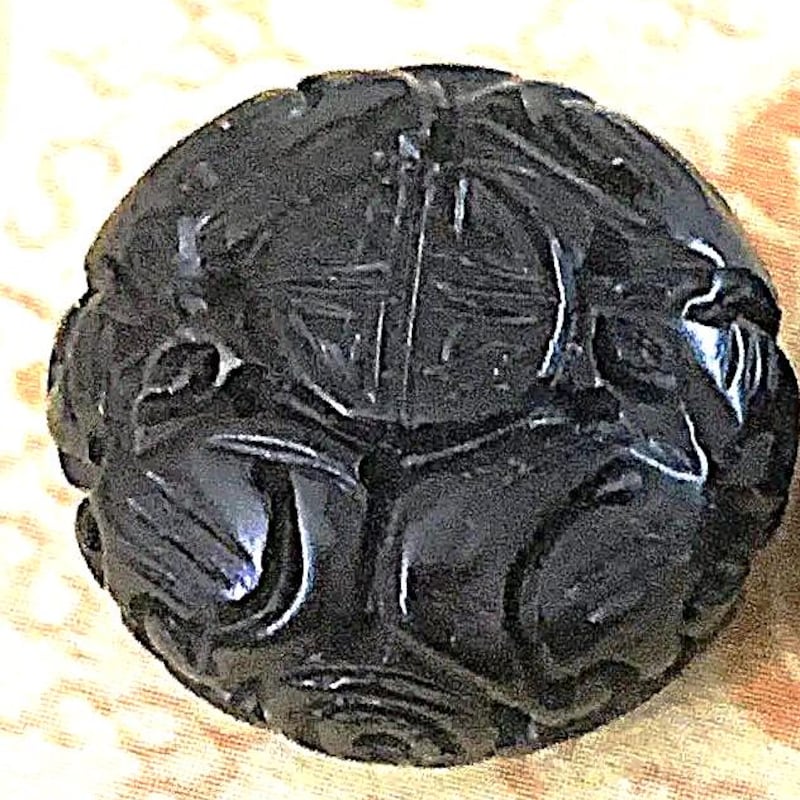 Carved Jet Pendant - Etsy