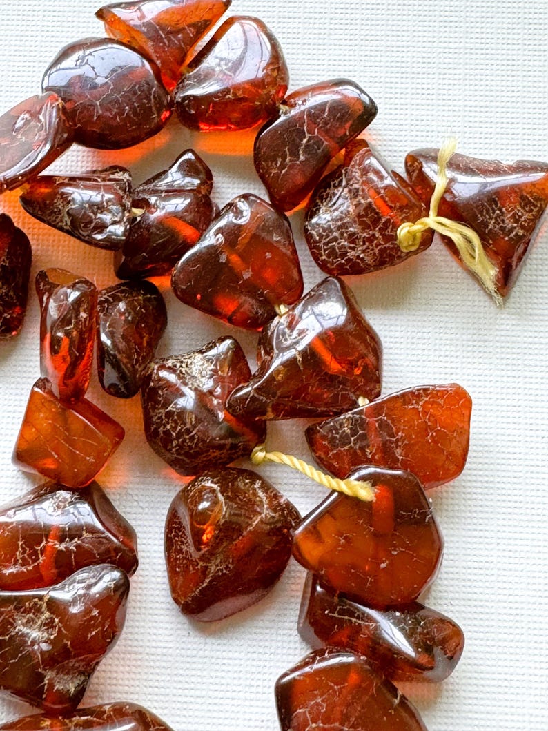 6 Ancient Vintage Genuine Baltic Amber Beads: Collectible, Honey ...