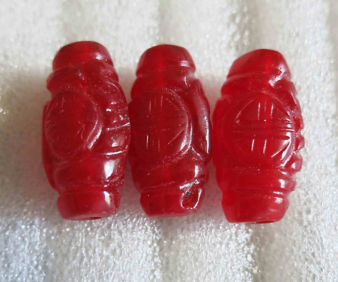 3 Vintage Chinese Shou Peking Glass 21mm Vintage Chinese Peking Glass ...