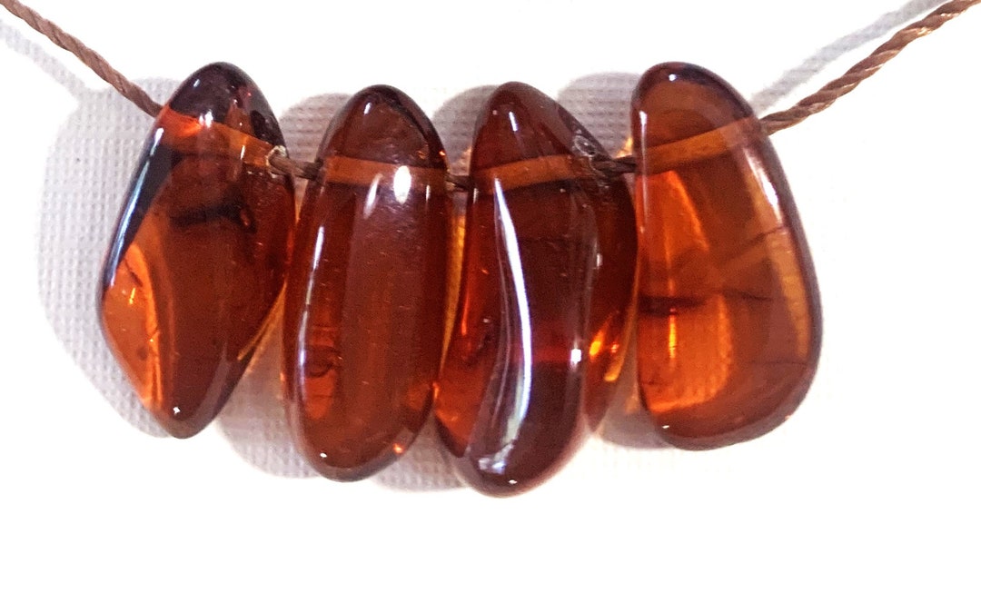 4 Genuine Baltic Amber Beads Vintage Stock Perfect Leaf - Etsy