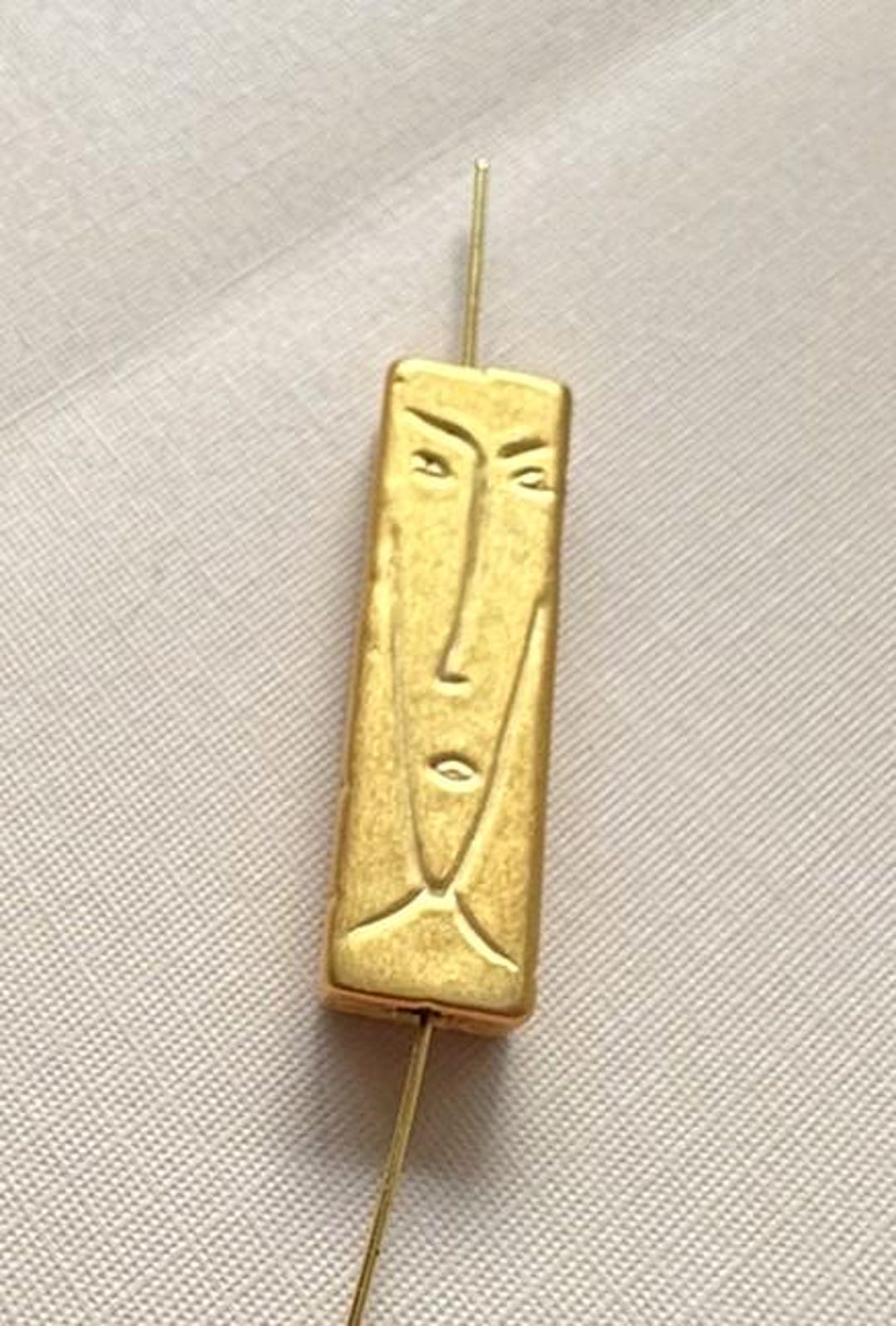 Rare One Gold Sterling Face Bead 35mm, Hand Made Vermeil Bead, Huge ...