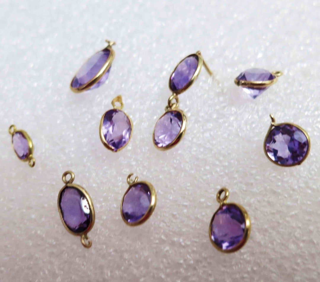 14 Amethyst Solid 14kt Gold Bezel Faceted Oval Gemstones - Etsy.de