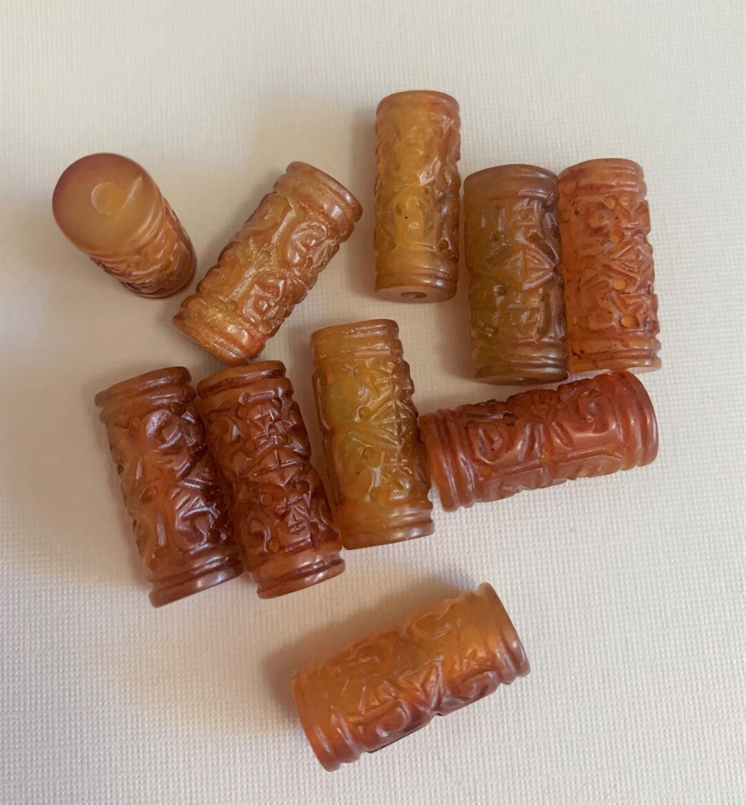 2 Vintage Chinese 20mm Red Jade Bead, Vintage Carved Chinese Jade ...