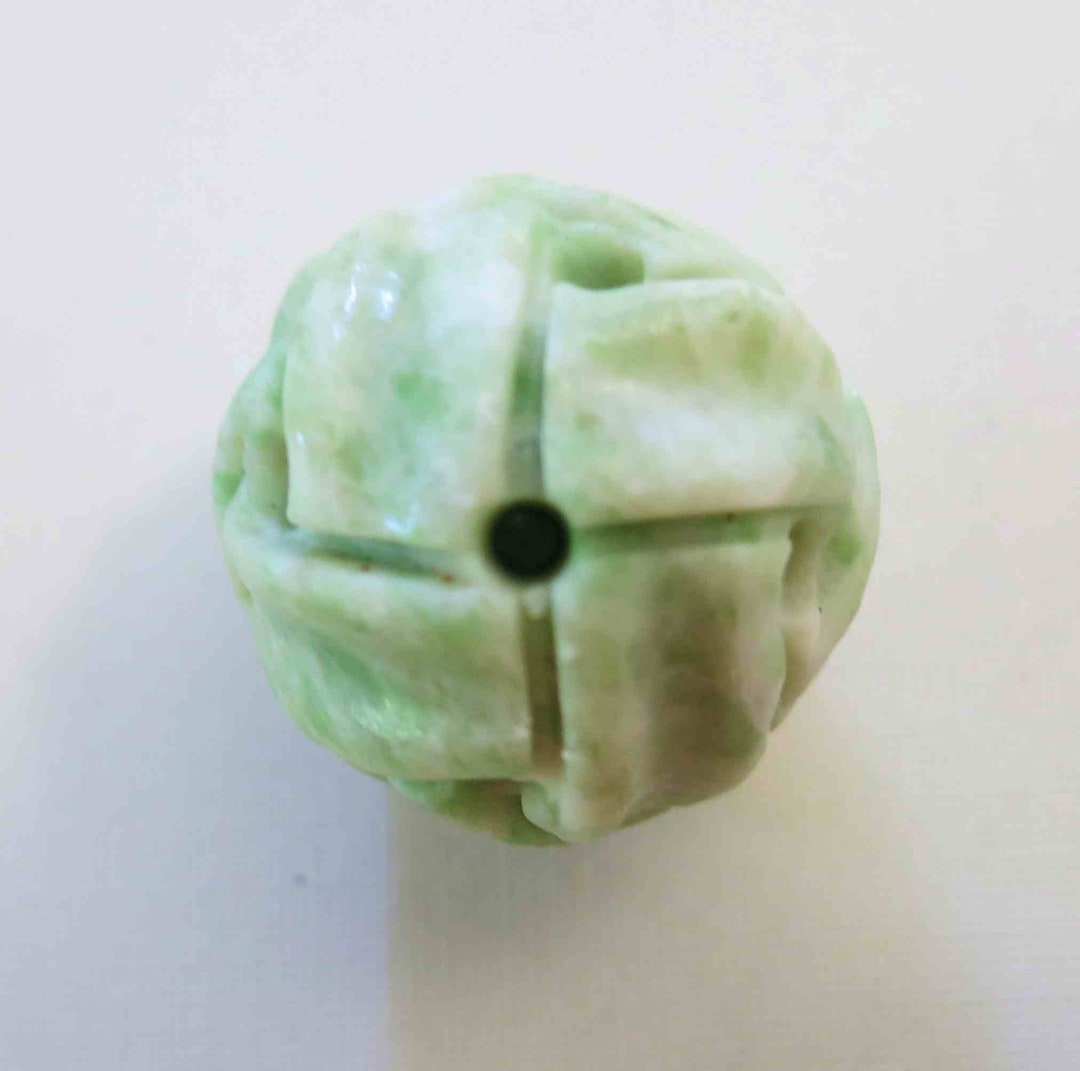 Vintage Chinese One 25mm Jade Knot Carved Bead, Endless Knot Qilin Jade ...