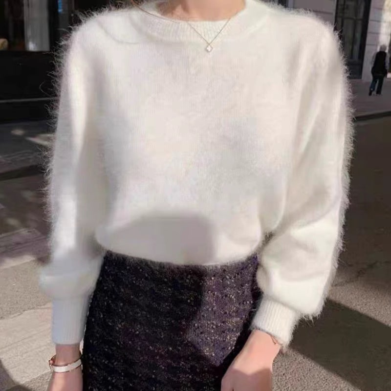 White Angora Sweater - Etsy