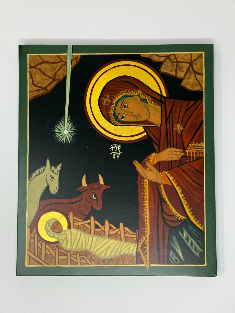 Nativity Icon Iconography Original Art Christian Art - Etsy