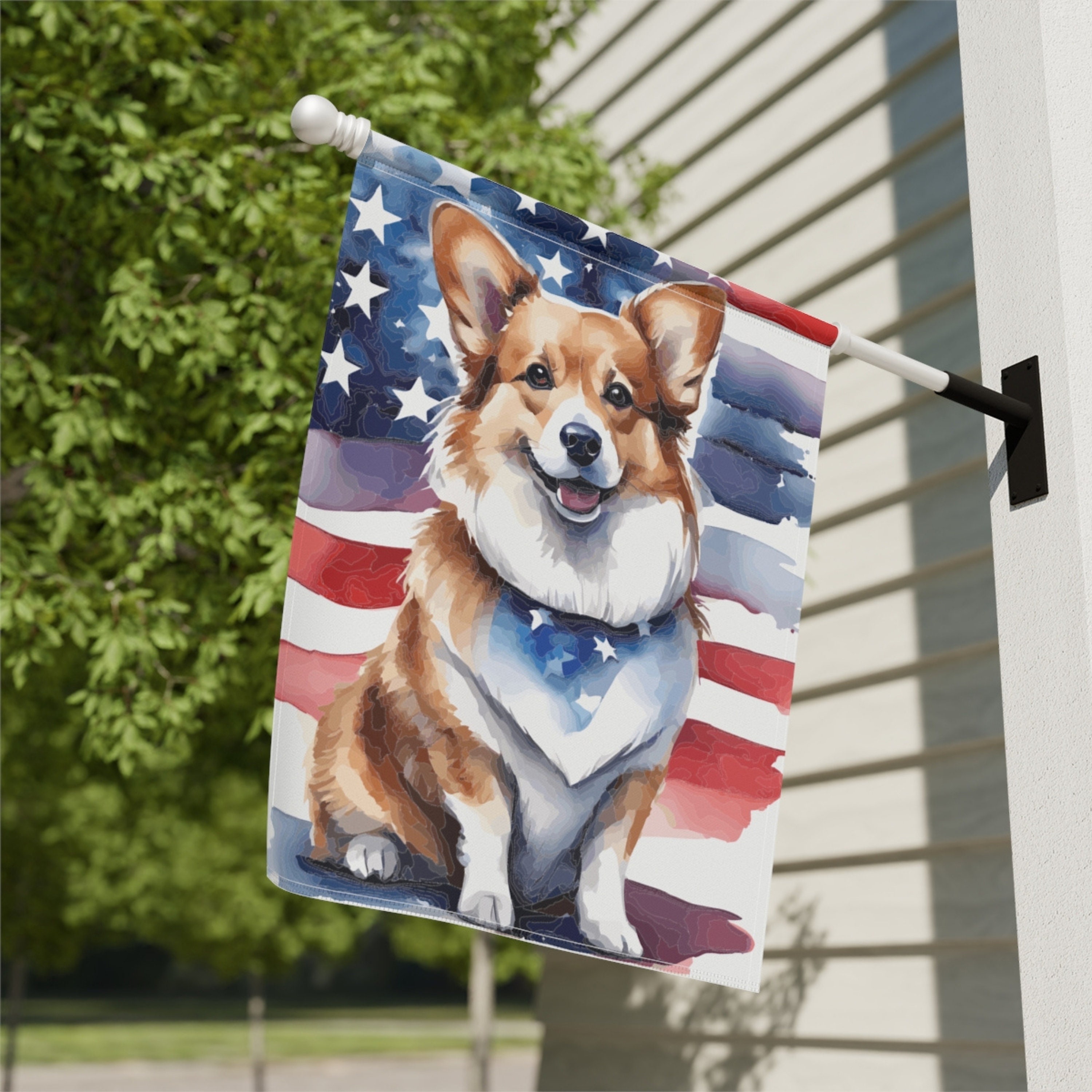 Corgi Dog Garden Sign for Fourth of July Decor, Corgi Dogmom Decorative ...