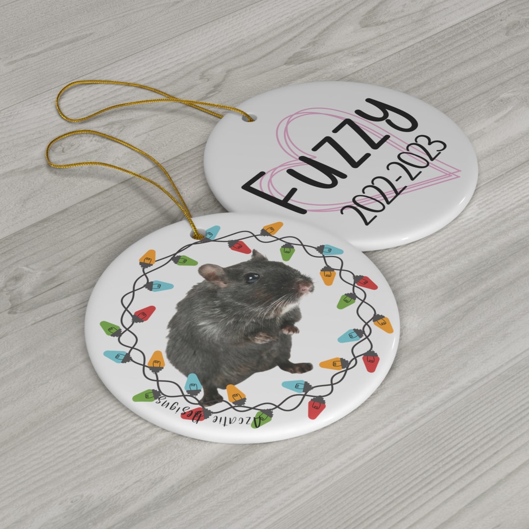 Black Gerbil Memorial Oranment, Black Gerbil Christmas Lights Wreath ...