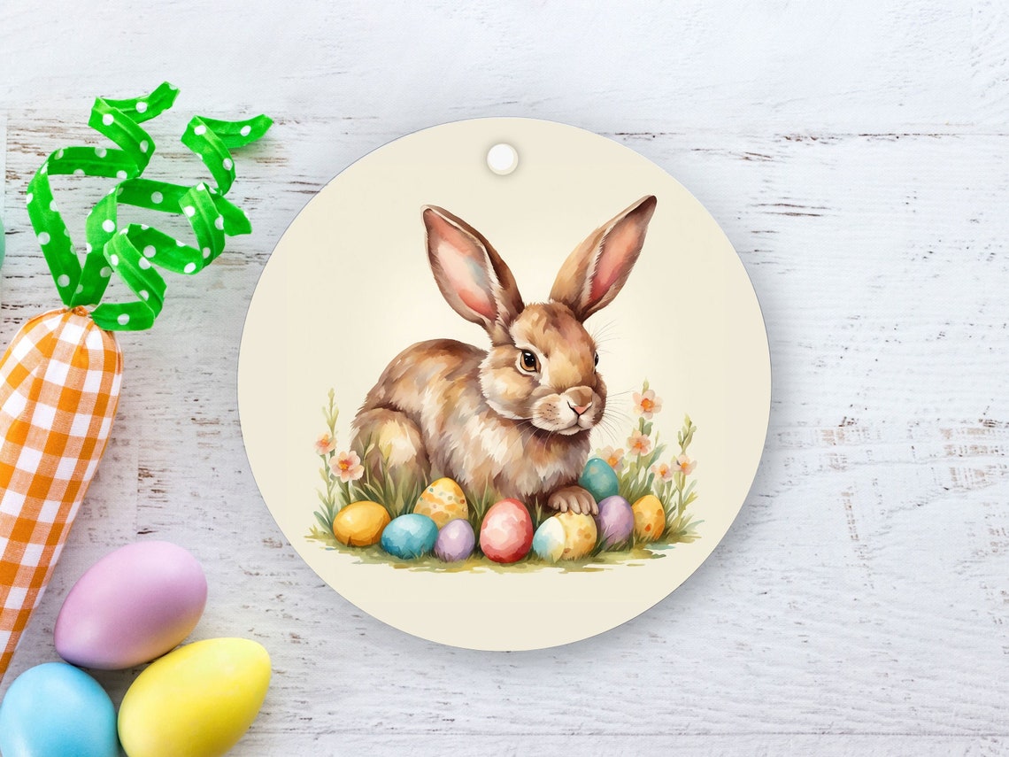 Spring Bunny Ornament, Rabbit Ornament Gift, Vintage Farmhouse Easter ...
