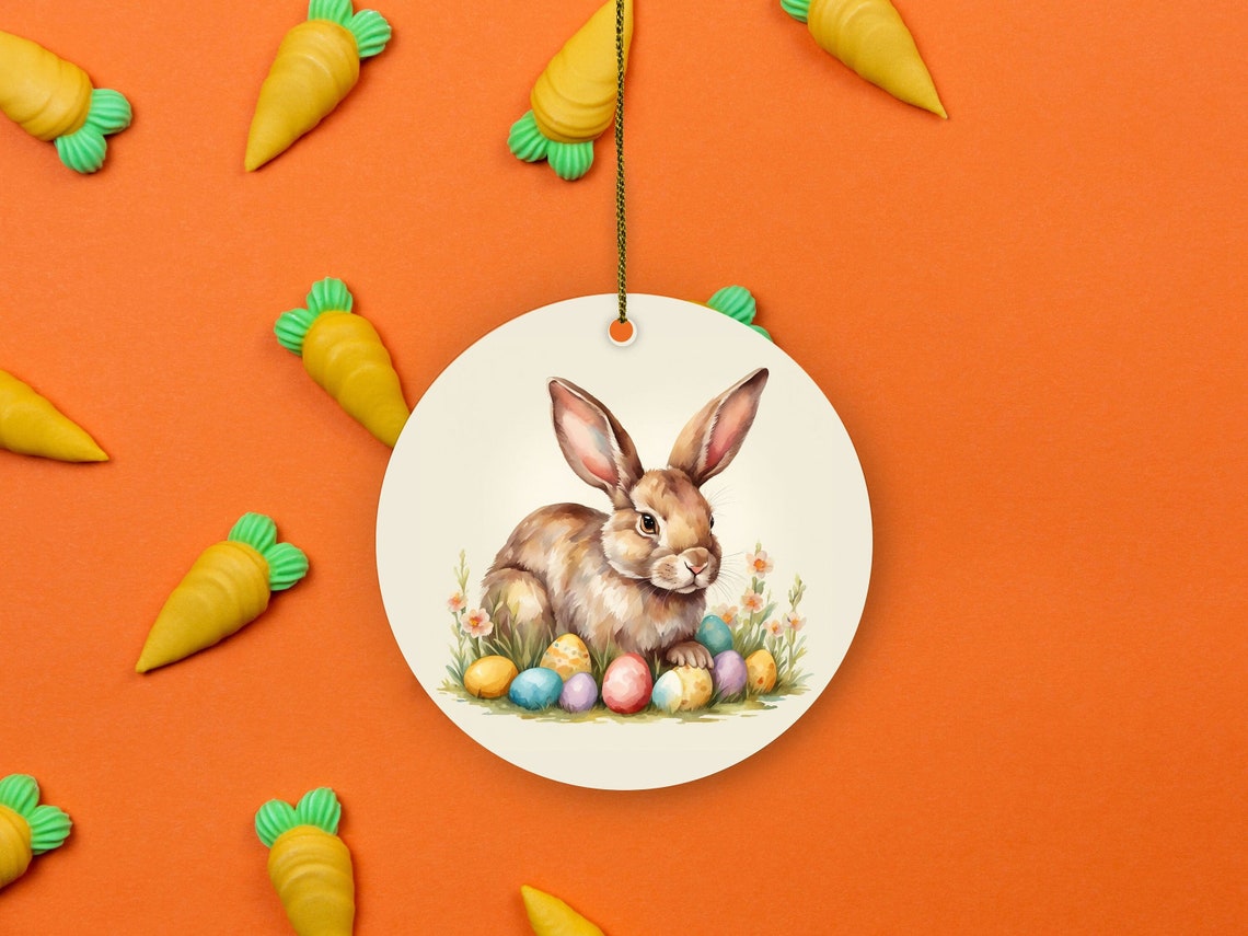 Spring Bunny Ornament, Rabbit Ornament Gift, Vintage Farmhouse Easter ...