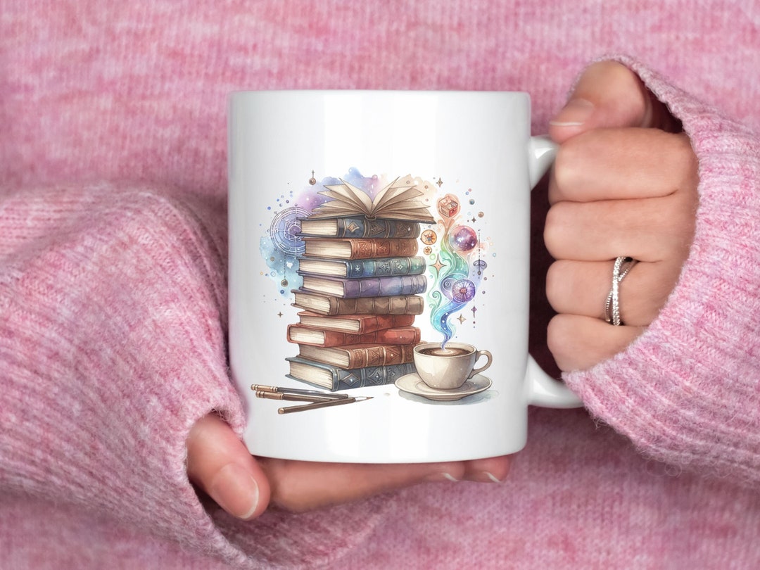 Books and Coffee Mug for Book Lover, Books Mug for Her, Book Reader Mug ...