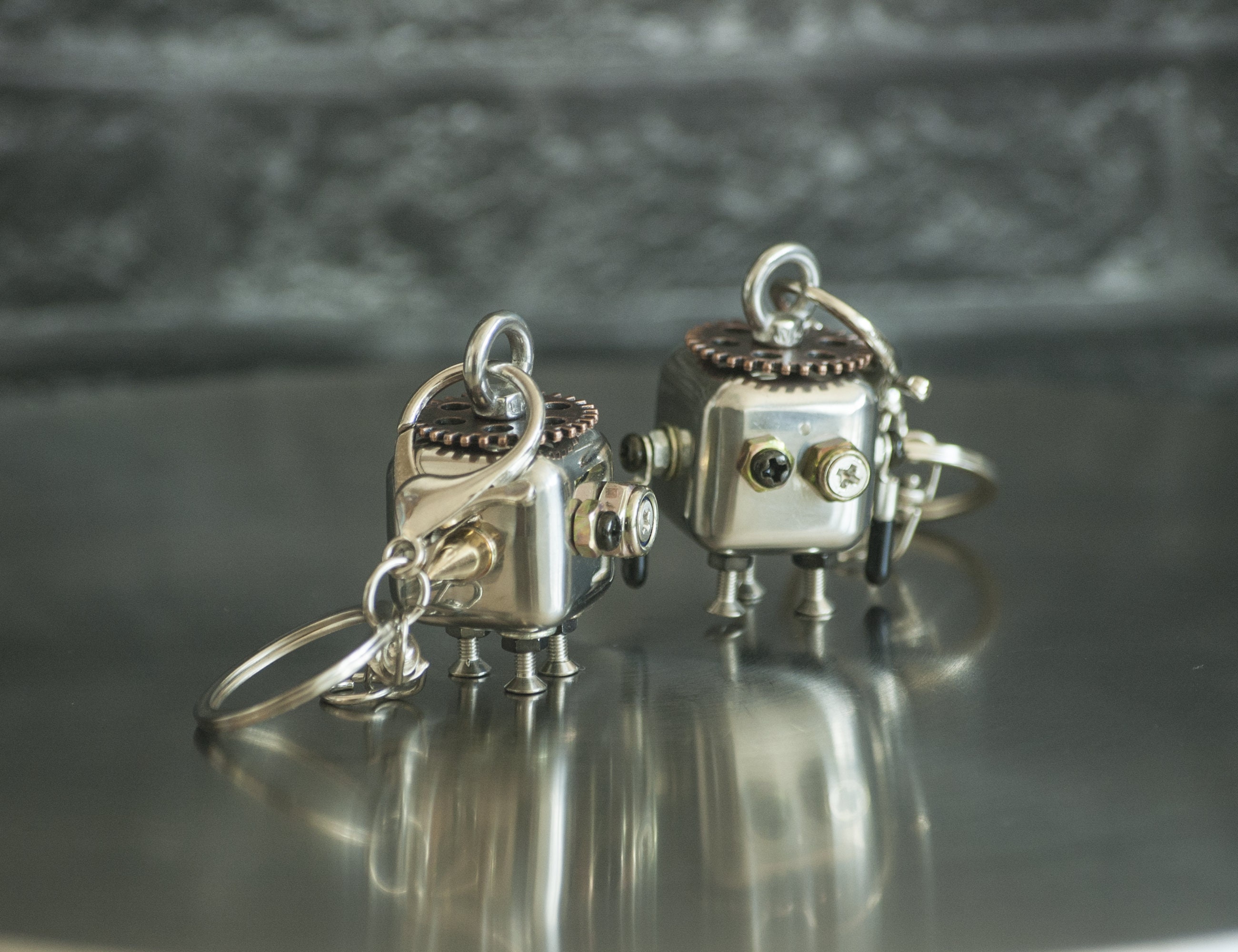 Robot Keychain Key Fob Key Ring Key Chain Men Genuine Key - Etsy