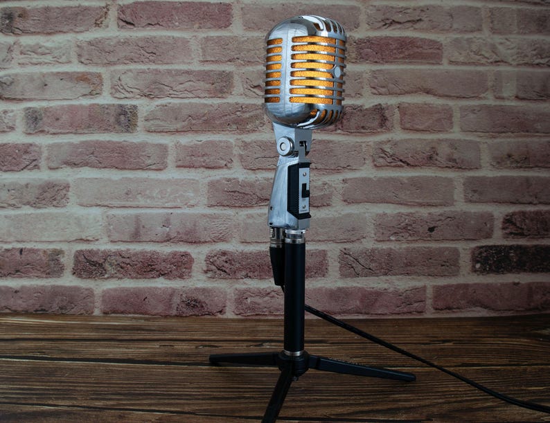 Microphone Lamp: Retro Industrial Desk Light, Steampunk Decor - Etsy