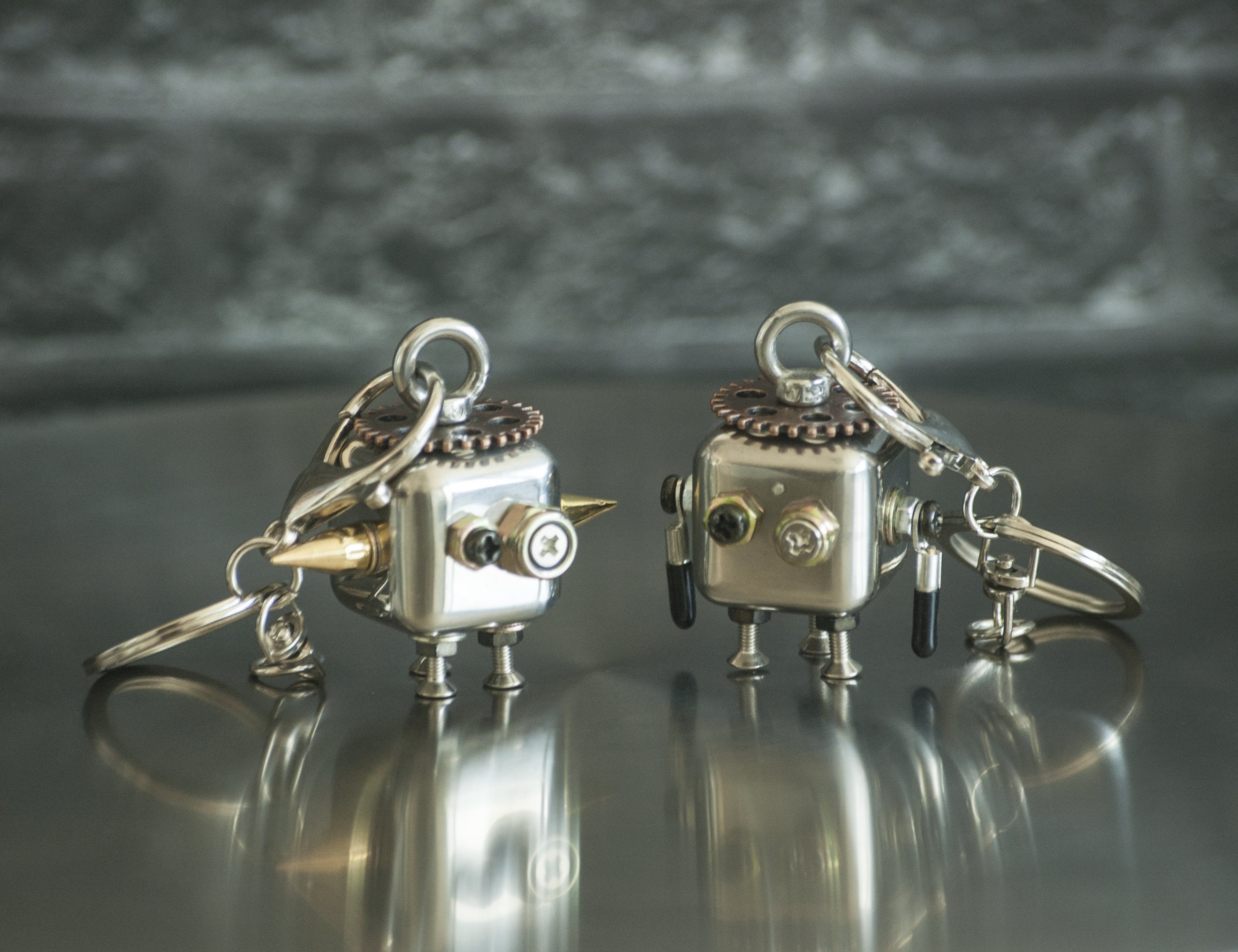 Robot Keychain Key Fob Key Ring Key Chain Men Genuine Key - Etsy