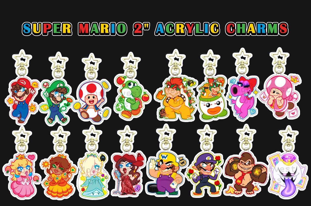 NEW 2" Super Mario Acrylic Charms - Etsy